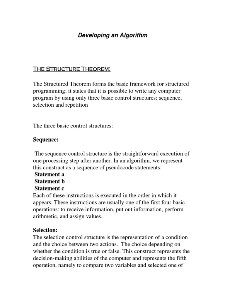 Developing An Algorithm | PDF | Control Flow | Algorithms
