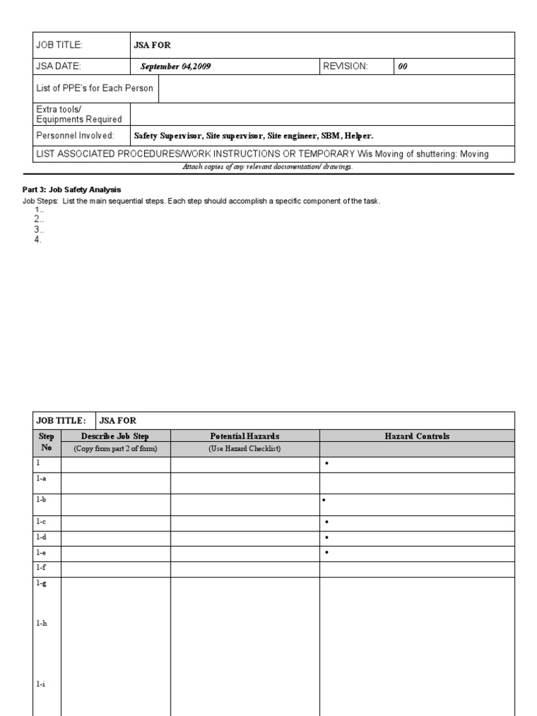 JSA - General | PDF | Hazards | Prevention