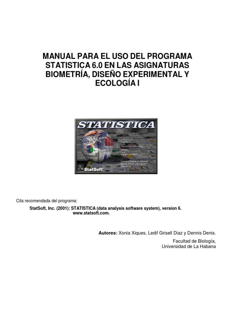 2 Manual para El Uso Del Programa Statistica 6 | PDF | Archivo de ...