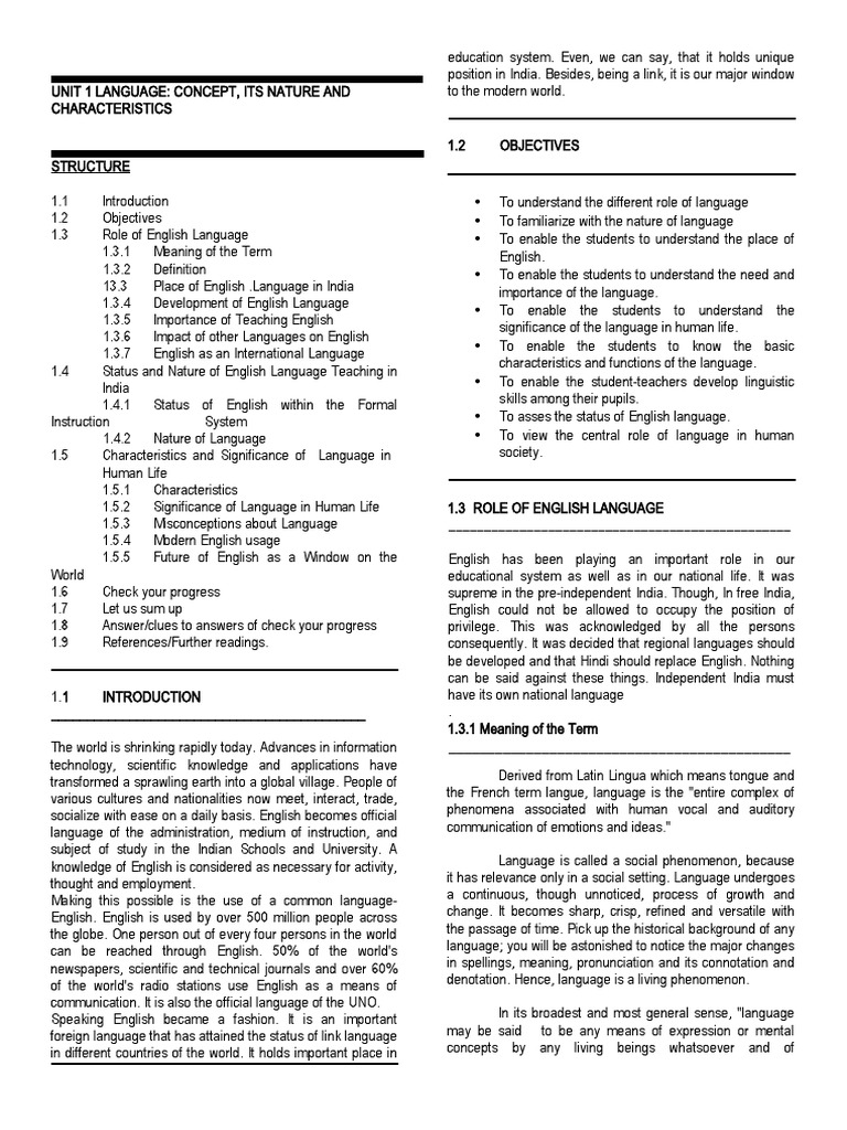 Unit 1 Language | PDF | English Language | Second Language
