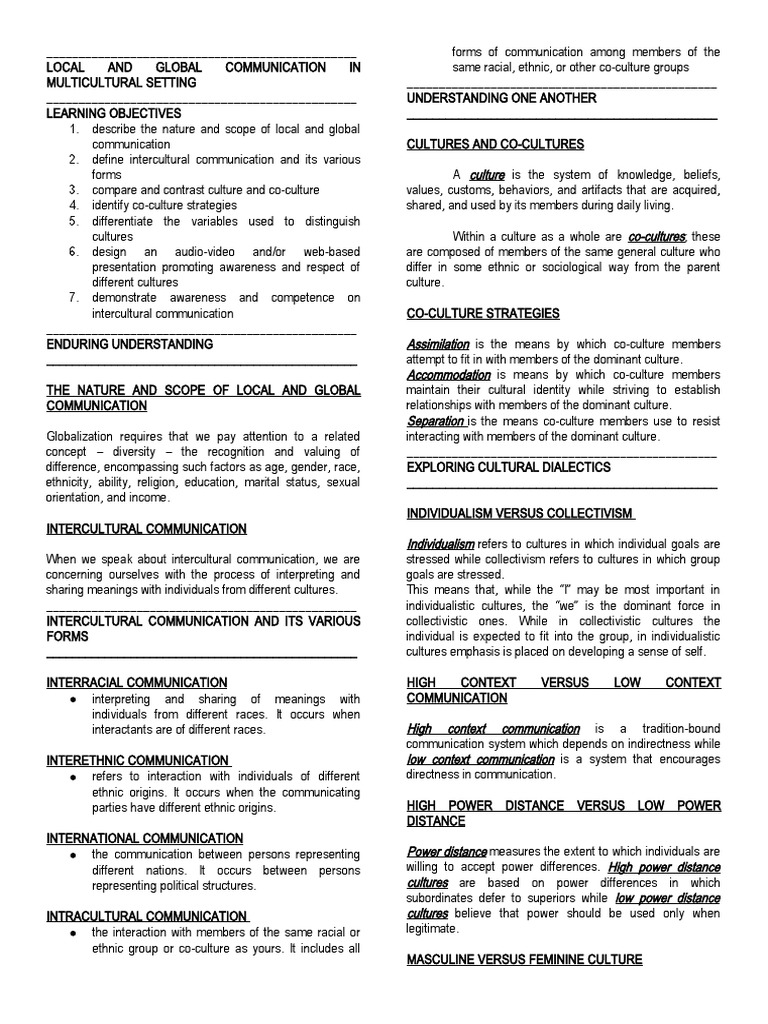 Local and Global Communication in Multicultural Setting | PDF | Ethnic ...