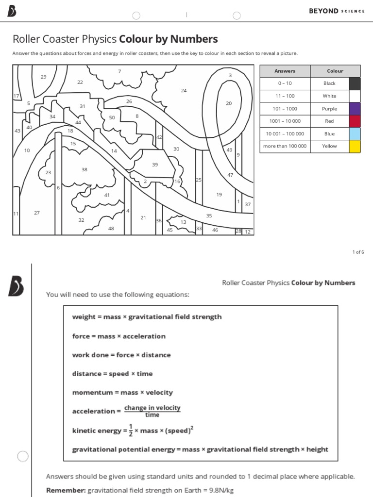 Roller Coaster Worksheet