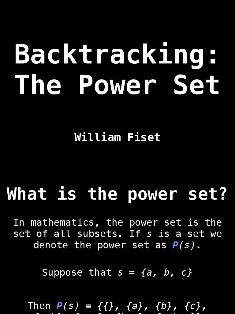 Generating Power Sets Using Backtracking | PDF | Array Data Structure ...