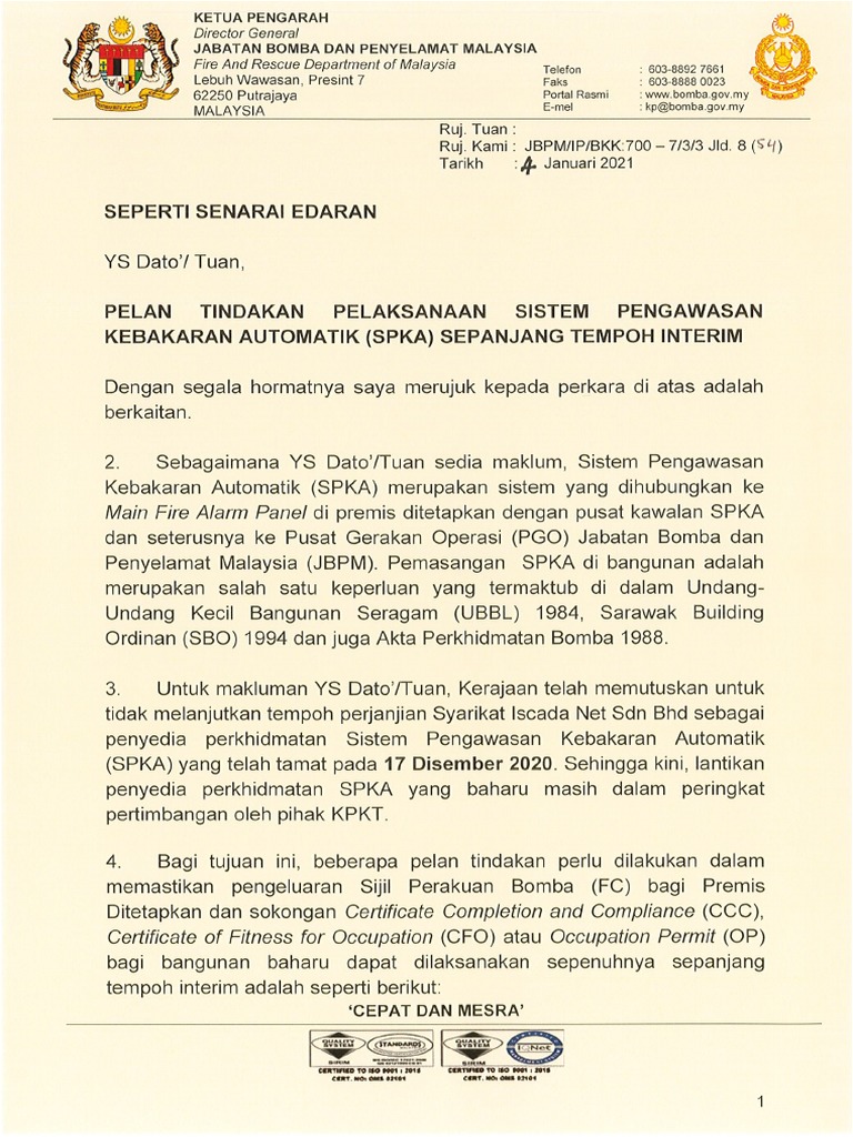 Surat Edaran SPKA | PDF