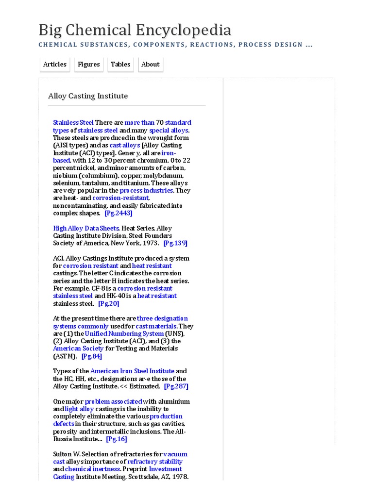 Alloy Casting Institute - Big Chemical Encyclopedia | PDF | Stainless ...