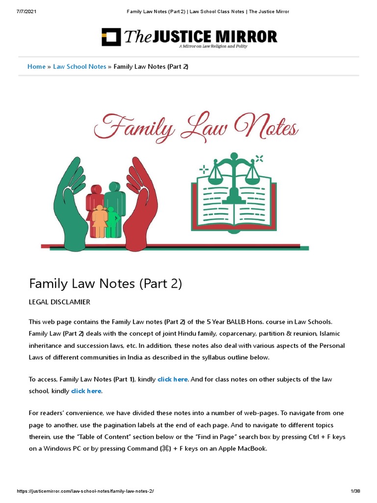 Family Law Notes (Part 2) - Law School Class Notes - The Justice Mirror ...