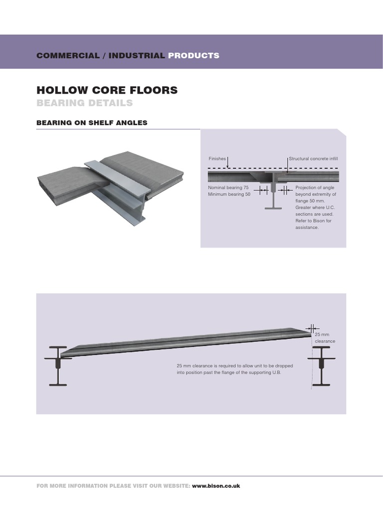 Bison Hollowcore Floors Bearing Details | PDF | Wall | Concrete