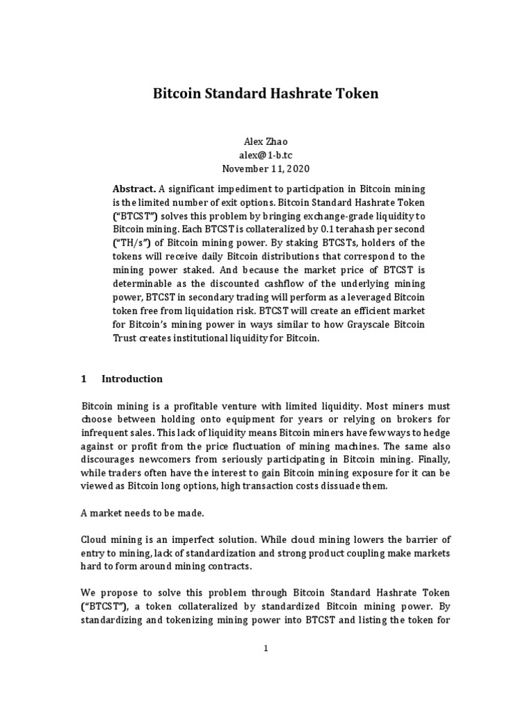 Bitcoin Mining Power Tokenization: An Introduction to the Bitcoin ...