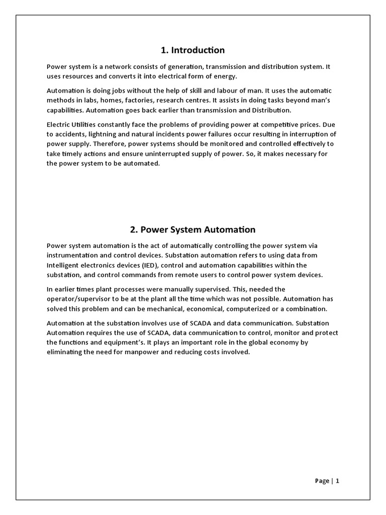 Power System Automation Report | PDF | Scada | Smart Grid