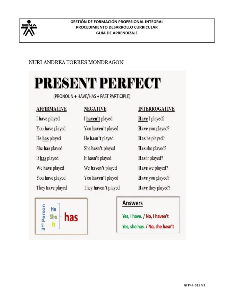 Present Perfect | Descargar gratis PDF | Grammar