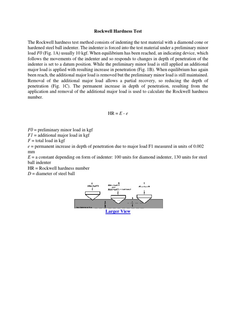Rockwell Hardness Test | PDF | Alloy | Steel