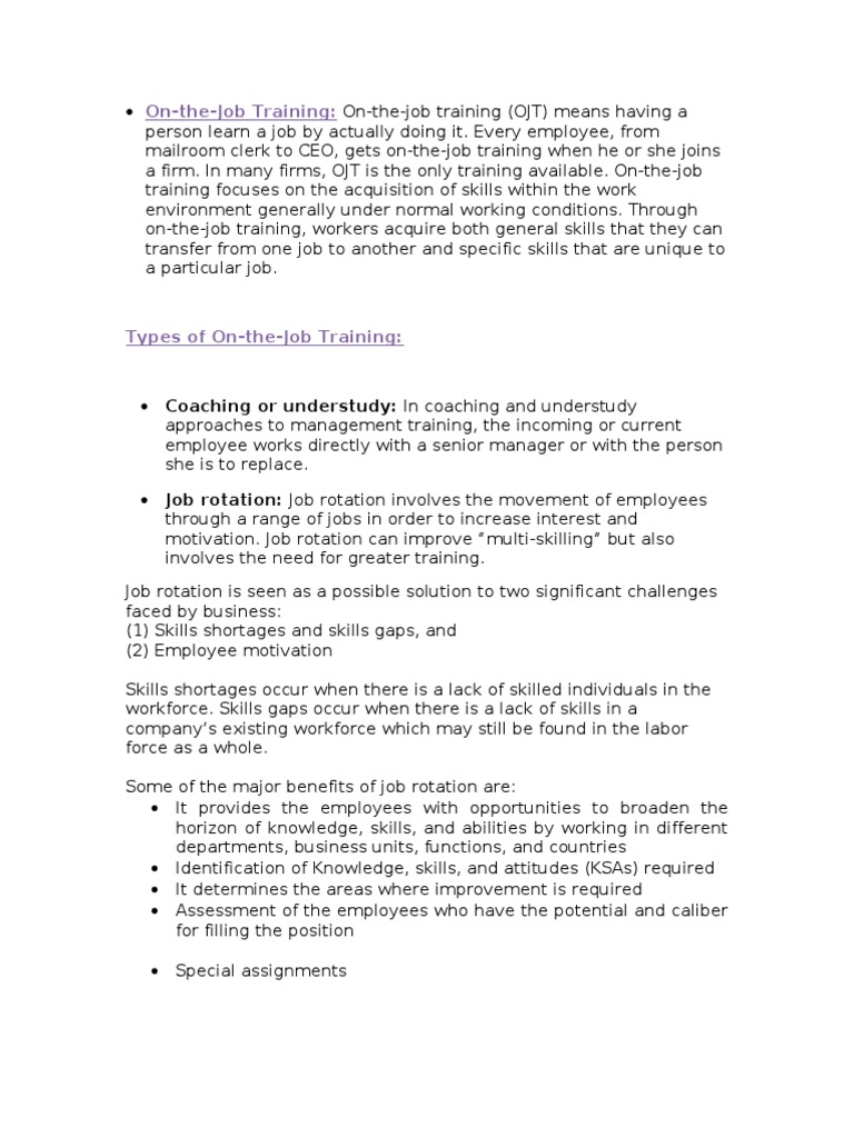 On-the-Job Training:: Coaching or Understudy: in Coaching and ...