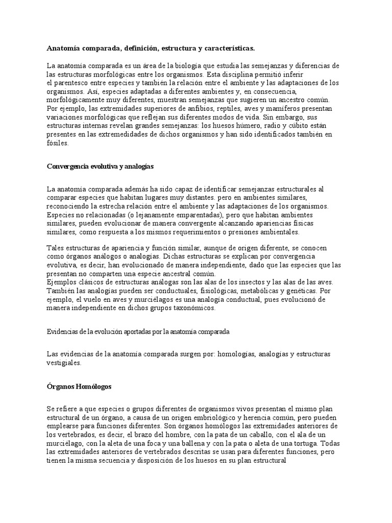 Anatomía Comparada | PDF | Evolución | Adaptación