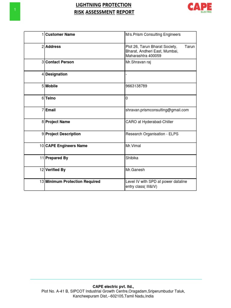 Lightning Risk Assessment Report | PDF | Risk | Lightning