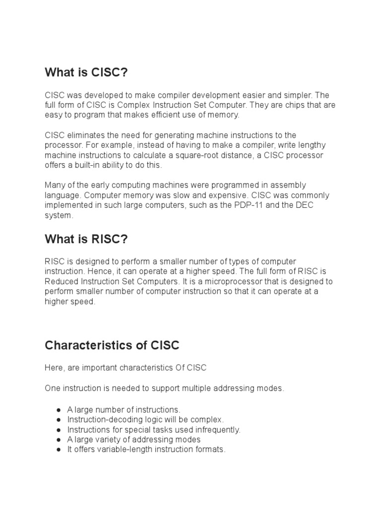 Risc Cisc | Download Free PDF | Central Processing Unit | Computer Engineering