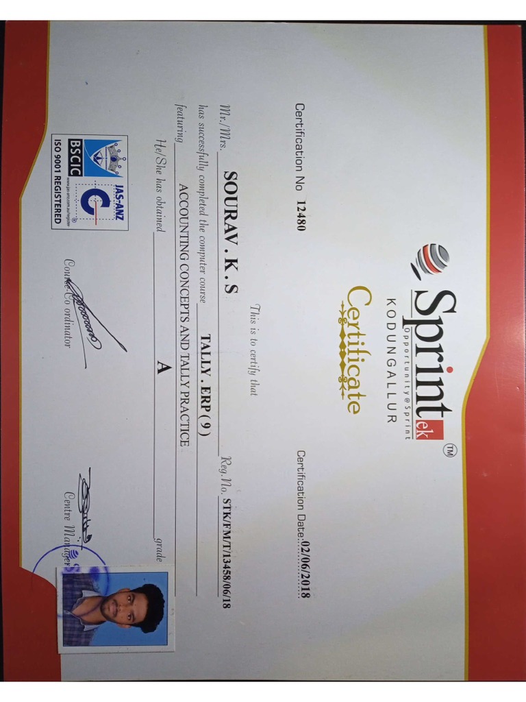 Tally Certificate | PDF