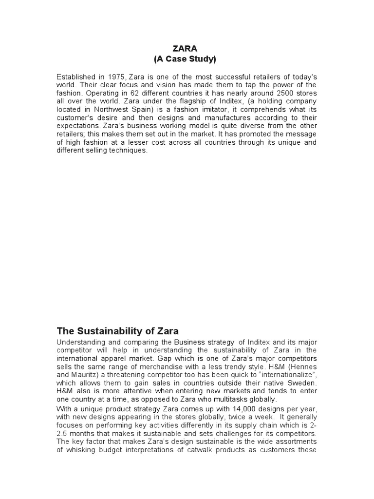 Case Study of Zara | PDF | Retail | Fashion