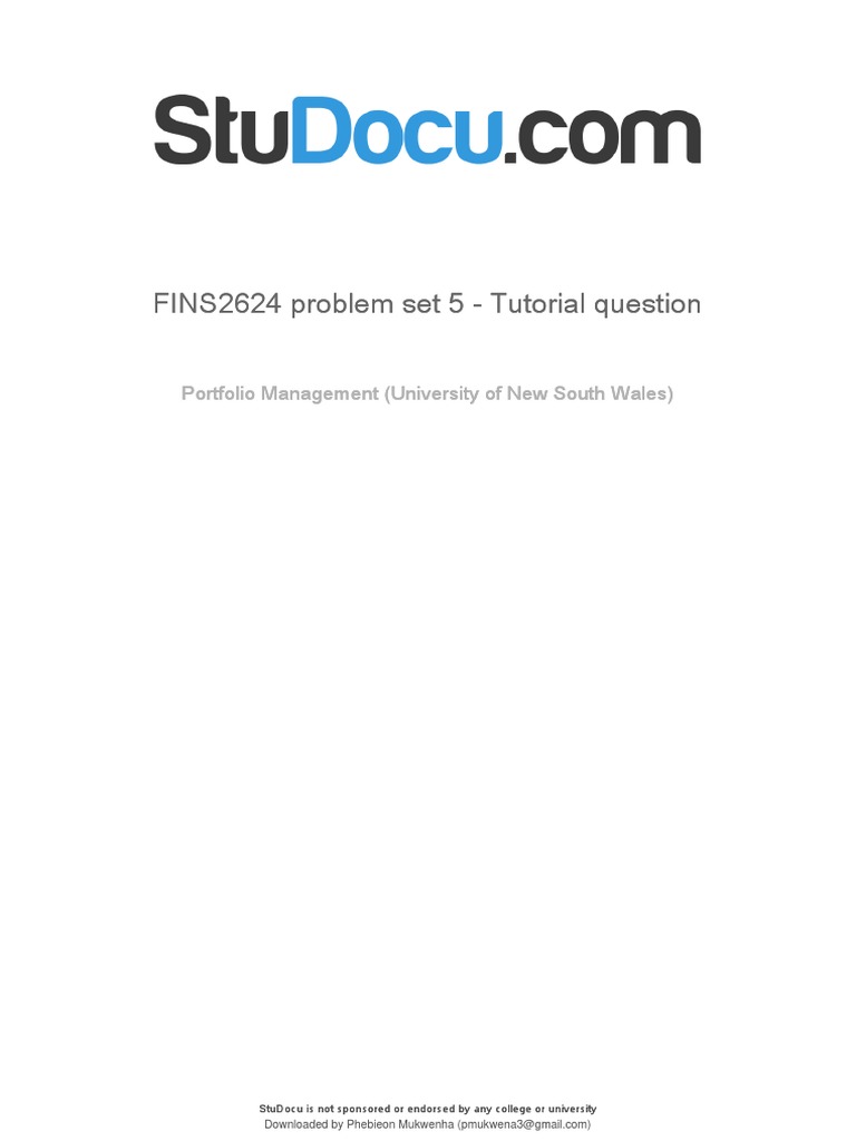 Fins2624 Problem Set 5 Tutorial Question | PDF | Modern Portfolio Theory | Risk Aversion