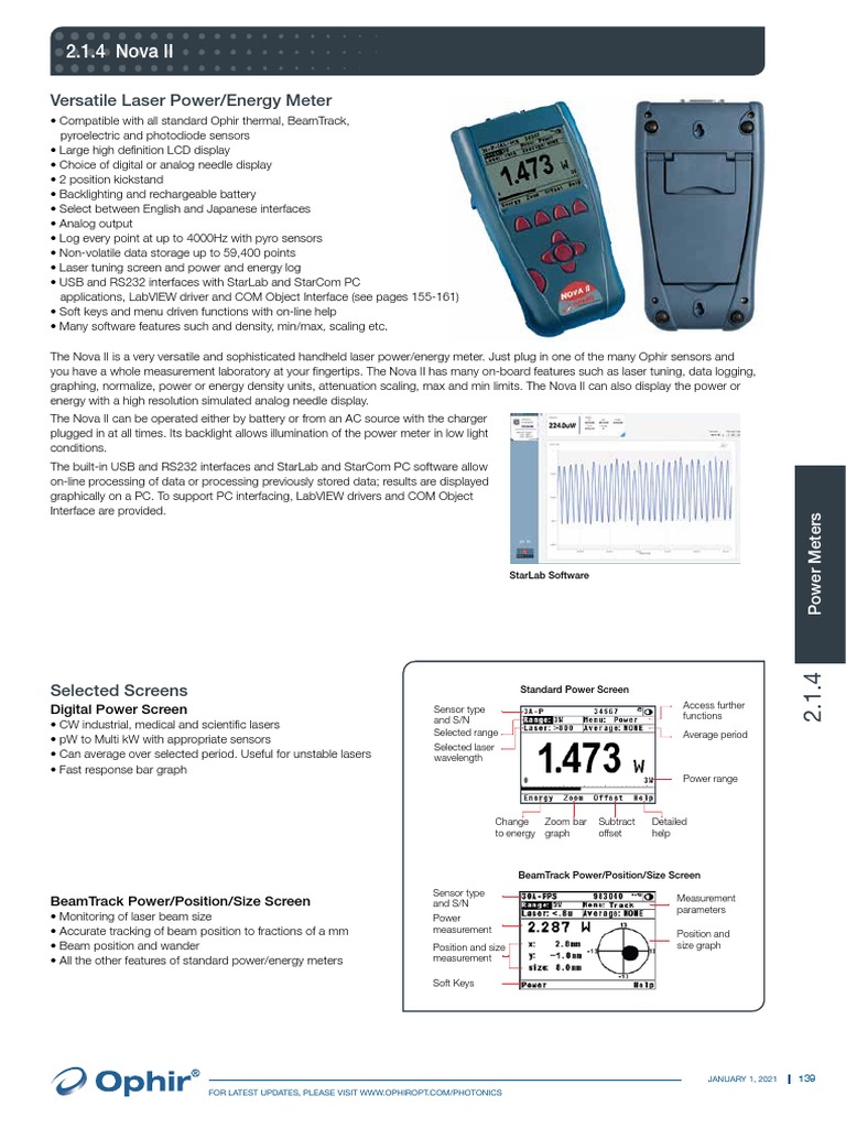 2.1.4 Nova II: Versatile Laser Power/Energy Meter | PDF | Laser ...
