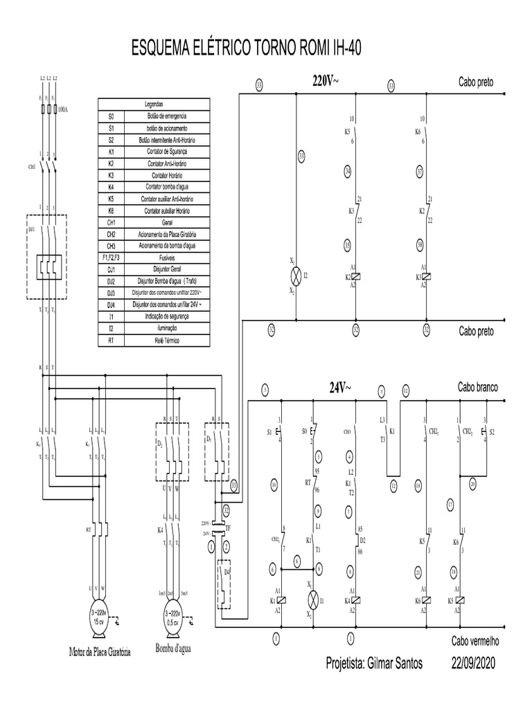Esquema Elétrico Torno ROMI IH-40-Model | PDF