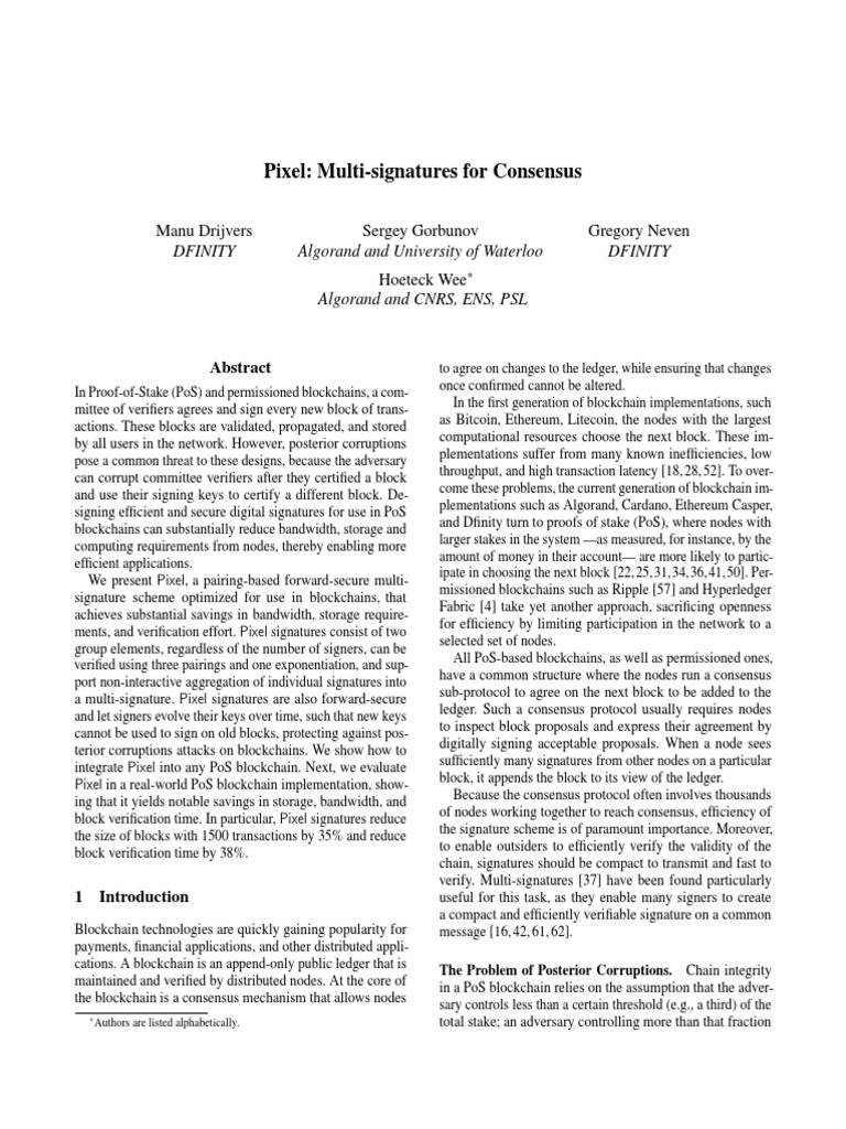 Pixel: Multi-Signatures For Consensus | PDF | Secure Communication ...