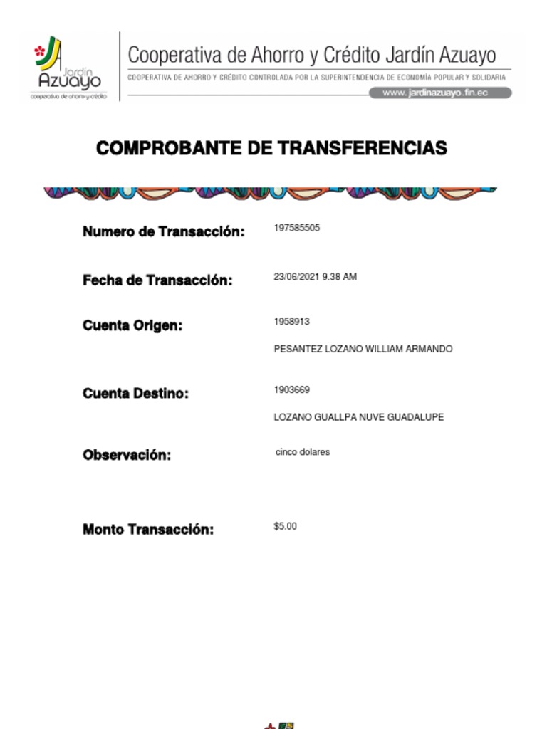 Comprobante de Transferencias | PDF