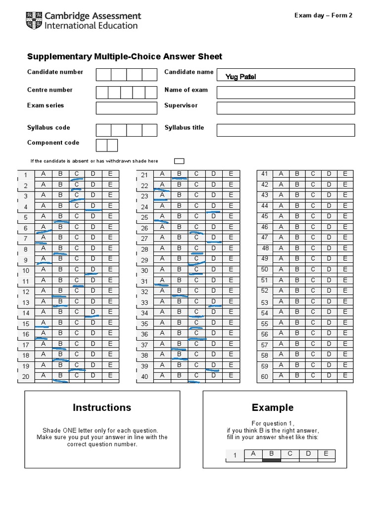 MCQ Cover-Sheet | PDF | Qualifications | Educational Assessment And ...
