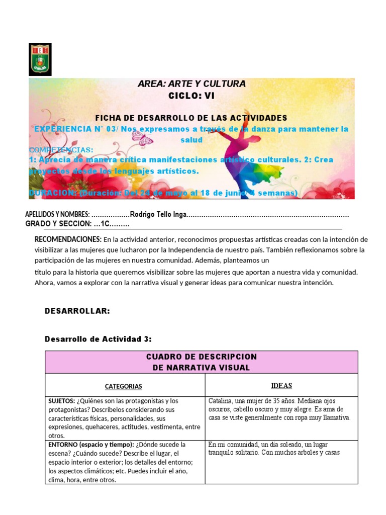 Hojas De Trabajo Sobre Elementos Del Arte