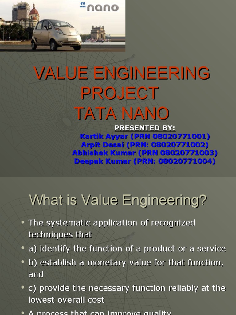 Value Engineering Project | PDF | Vehicles