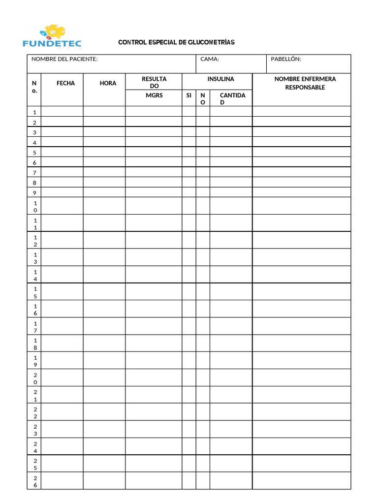 Control Especial de Glucometrias | PDF