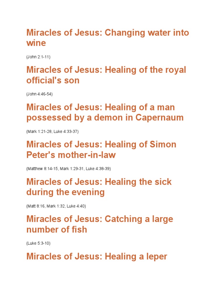 Miracle Done by Jesus in New Testament | PDF | Christian Belief And ...
