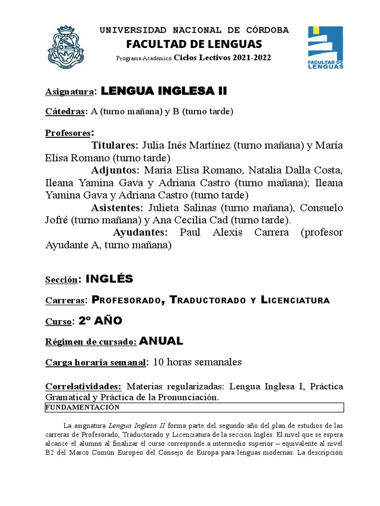 Lengua Inglesa II: Desarrollo de la competencia comunicativa e ...