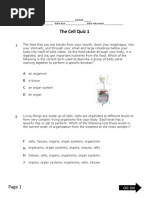 Cell Structure and Function Quiz Questions and Answers | PDF ...