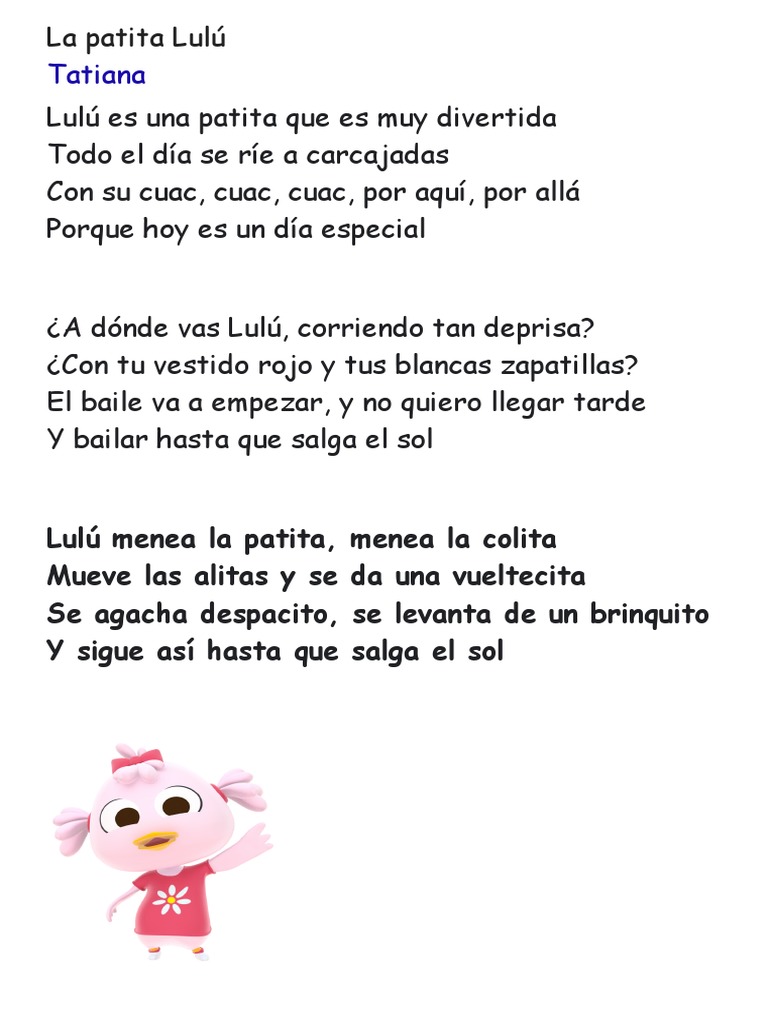 Letra de "La Patita Lulú" | PDF