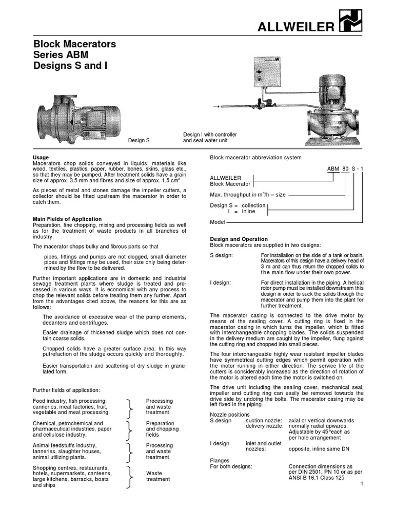 Macerator Design and Applications Guide | PDF | Washer (Hardware) | Pump