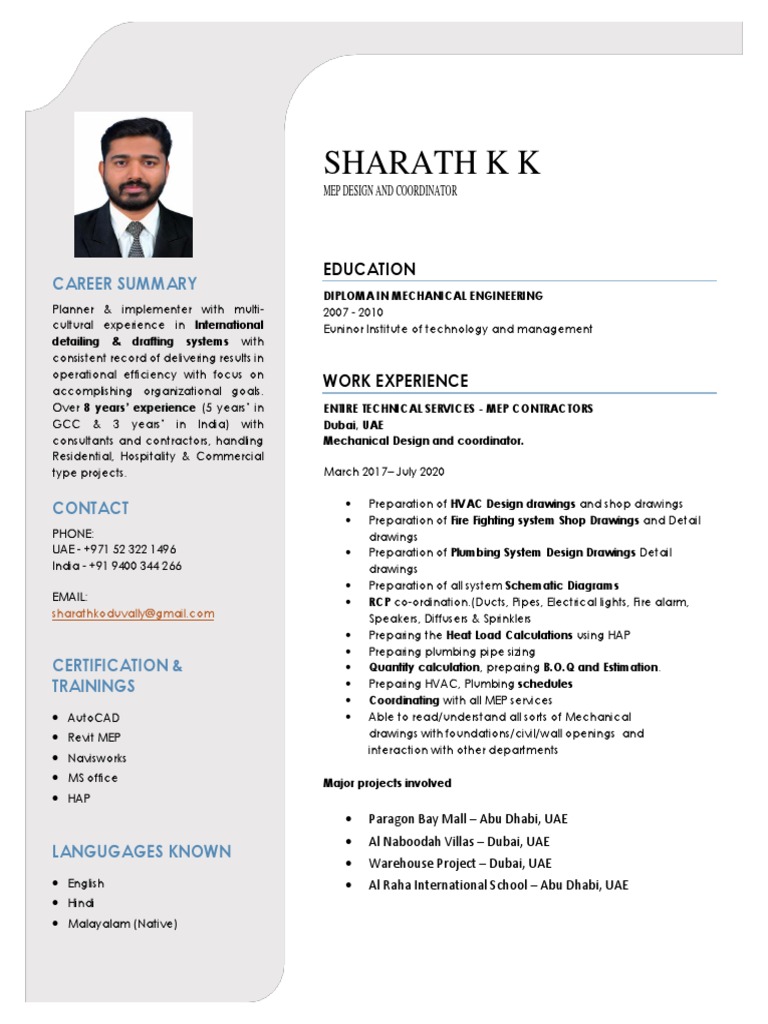 MEP Draughtsman, BIM MODELER | PDF | United Arab Emirates | Engineering