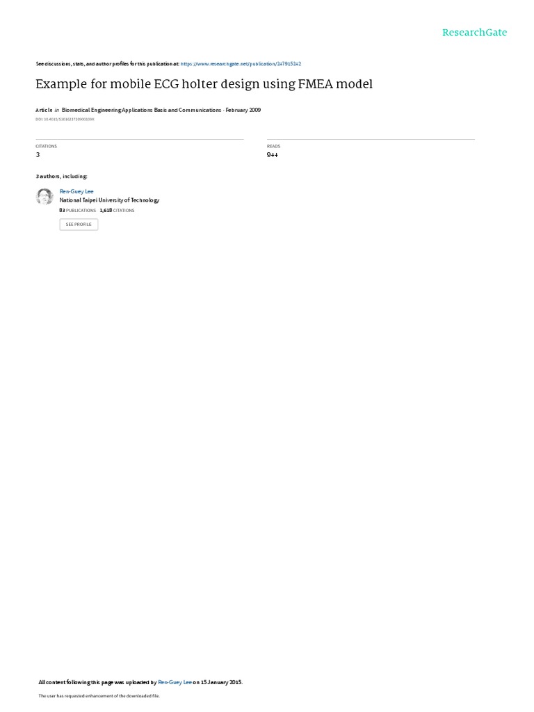 Example For Mobile ECG Holter Design Using FMEA Model | PDF | General ...