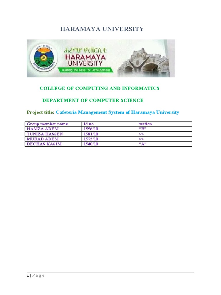 Haramaya University: College of Computing and Informatics Department of Computer Science | PDF ...
