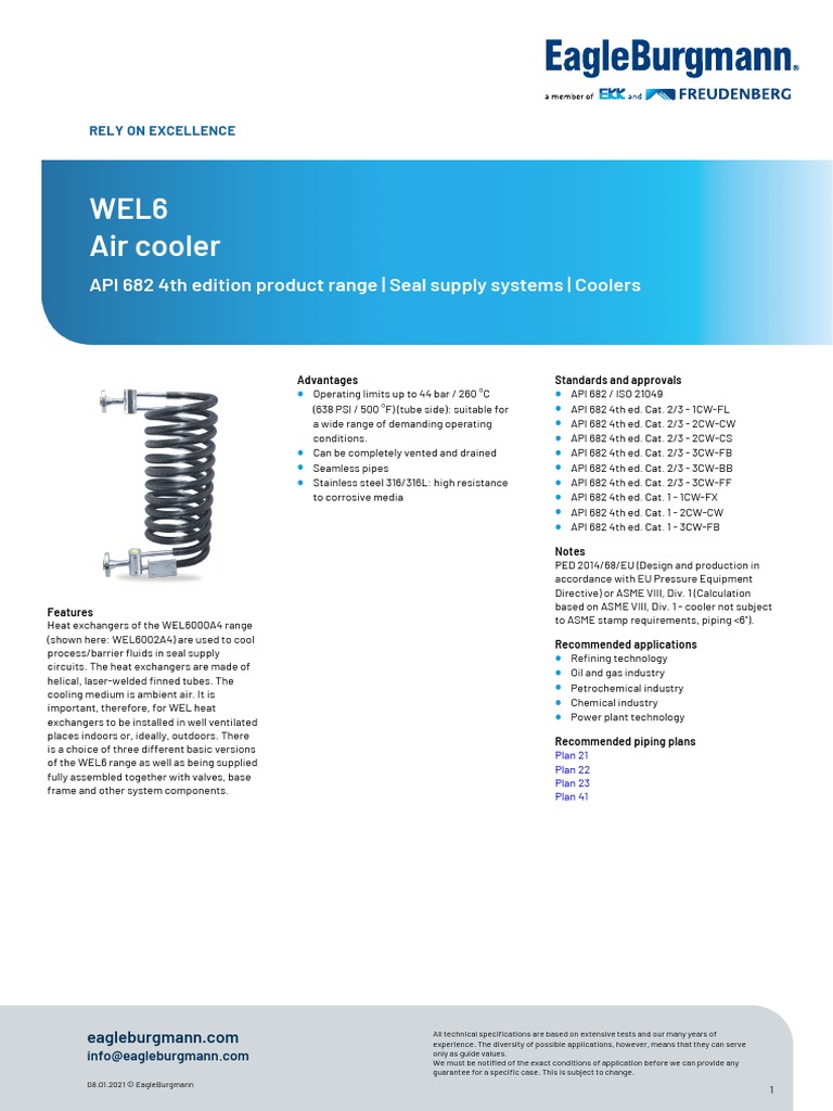 Wel6 Air Cooler: API 682 4th Edition Product Range - Seal Supply ...