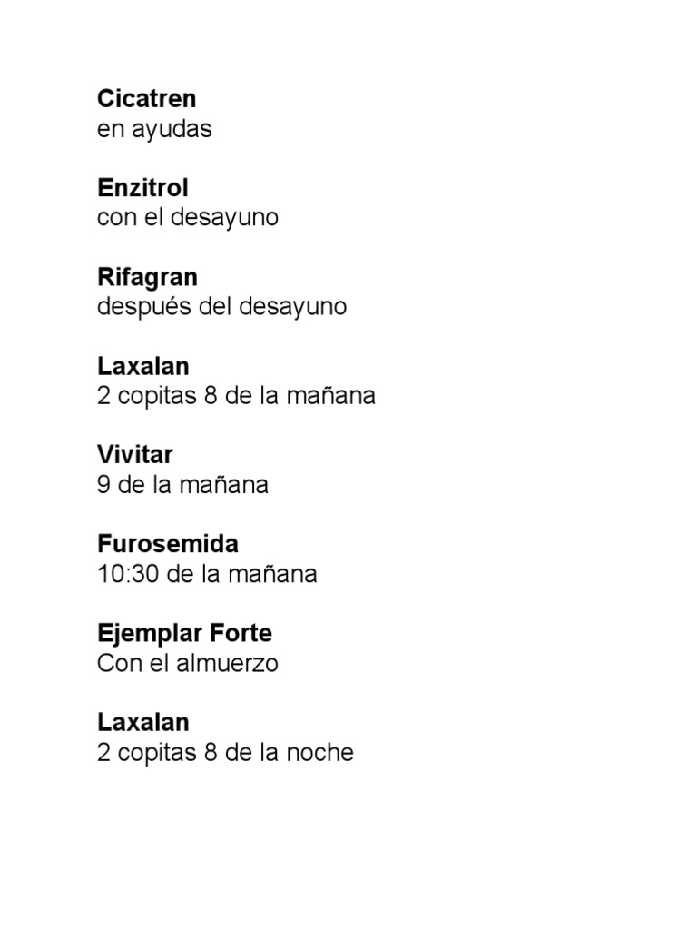 Dosis y horarios de medicamentos | PDF