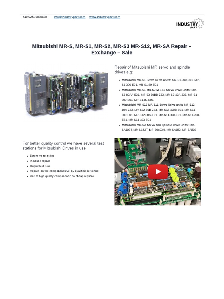 Mitsubishi MR-S, MR-S1, MR-S2, MR-S3 MR-S12, MR-SA Repair - Exchange ...