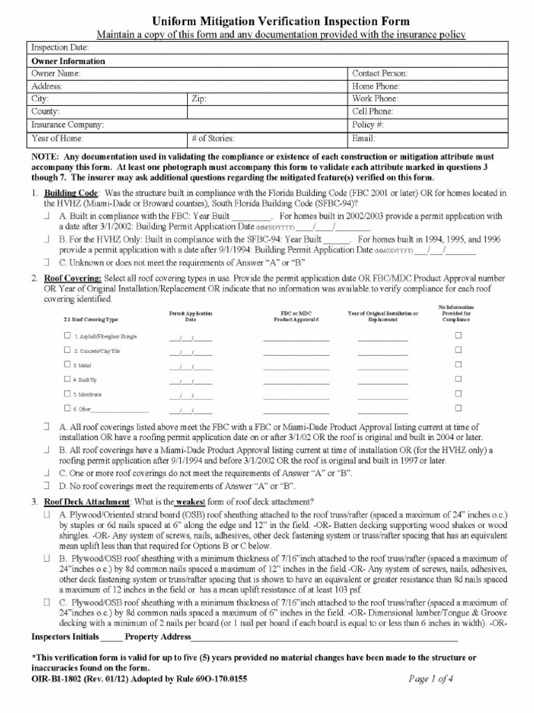 Wind Mitigation Form | PDF