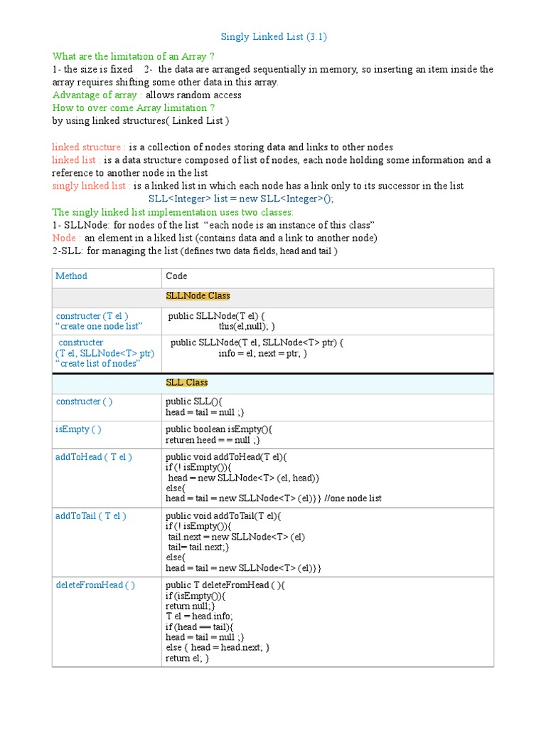 Singly Linked List (3.1) - Data | PDF | Array Data Structure | Computer Science