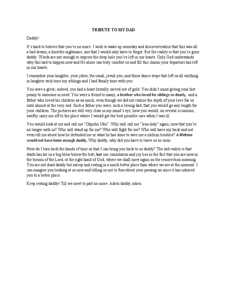 Heartfelt Tribute to My Late Father | PDF | Poetry
