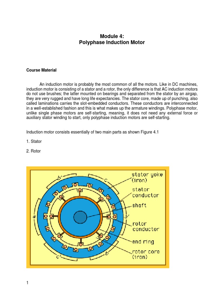 Polyphase Induction Motor: Course Material | PDF | Electromagnetic ...