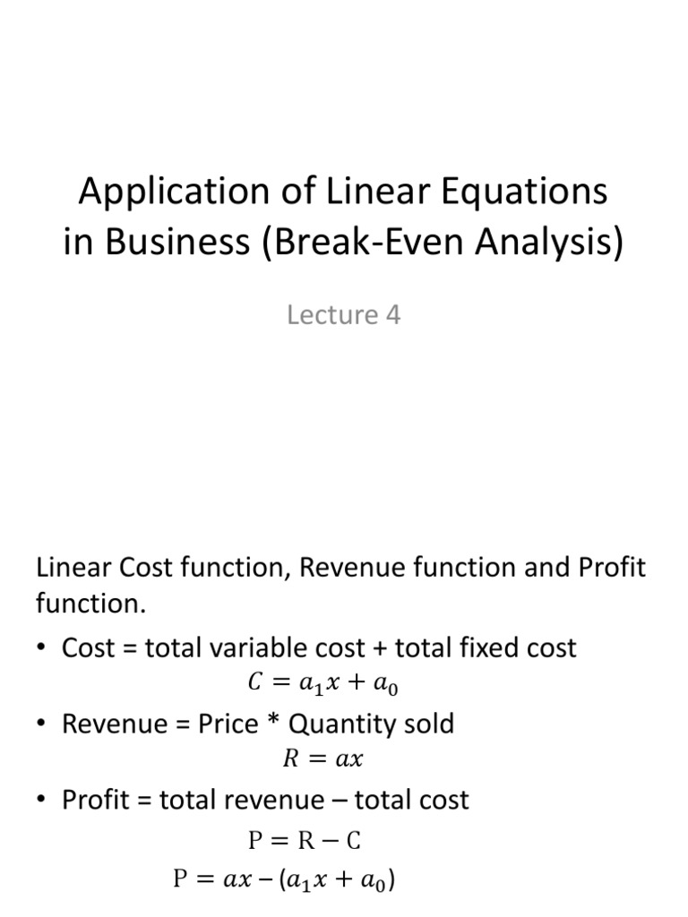 4.application of Linear Equations in Business | PDF