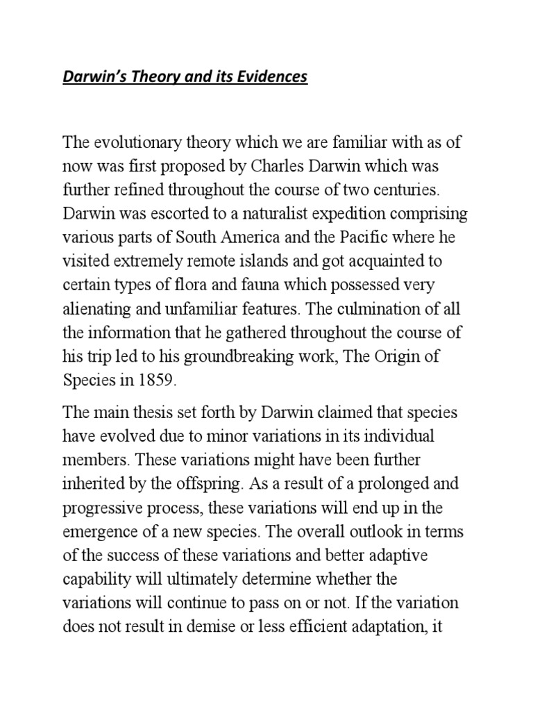 Darwin's Theory of Evolution | PDF | Charles Darwin | Evolution
