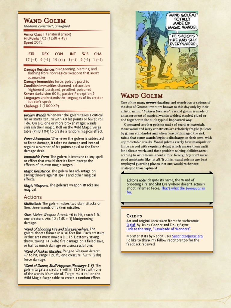 D&D Monster - Wand Golem | PDF