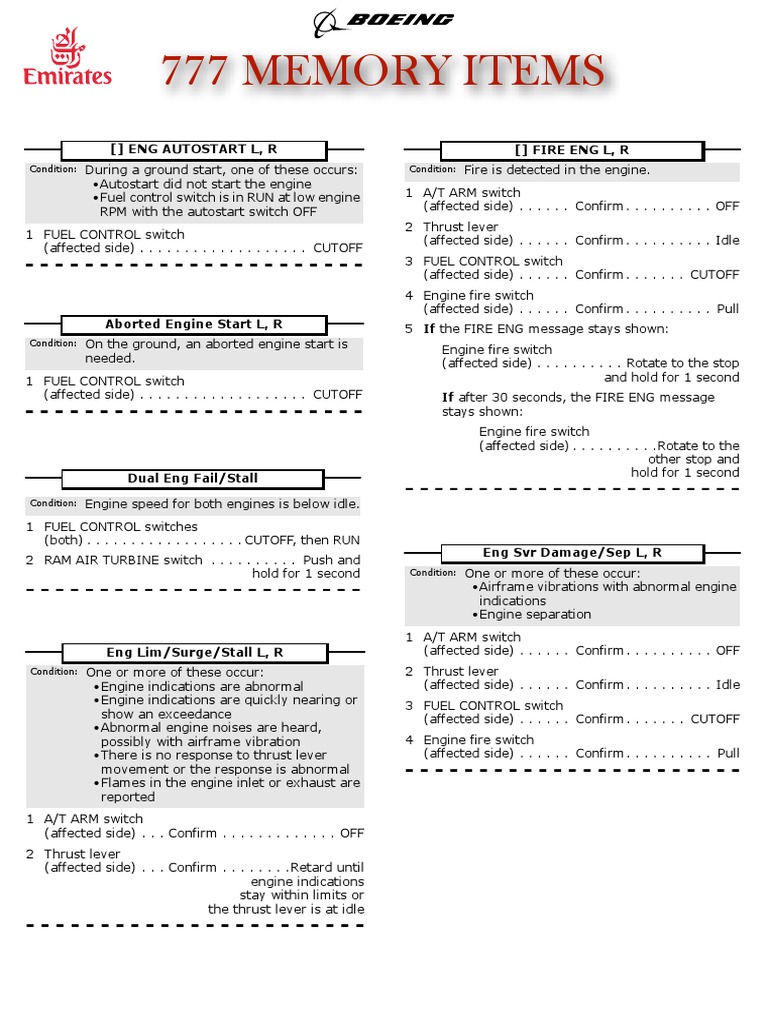 777 Memory Items: Quick Reference Handbook | PDF | Transport | Rocketry