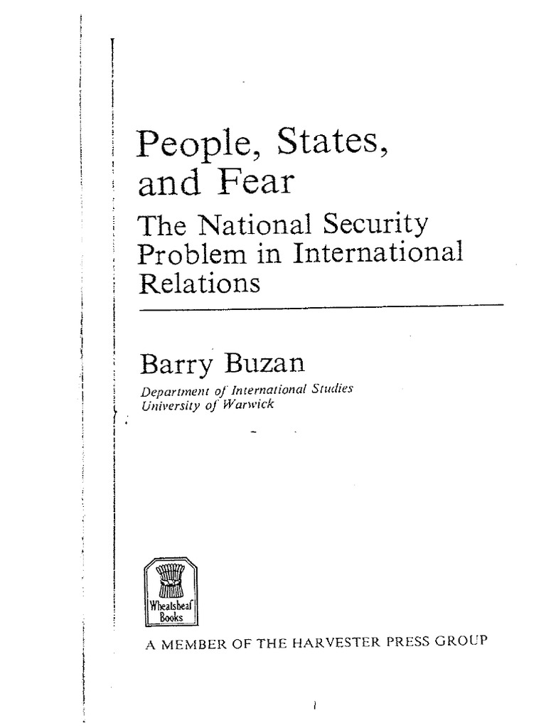 Buzan, Barry. People, States and Fear. National Security Problem in ...